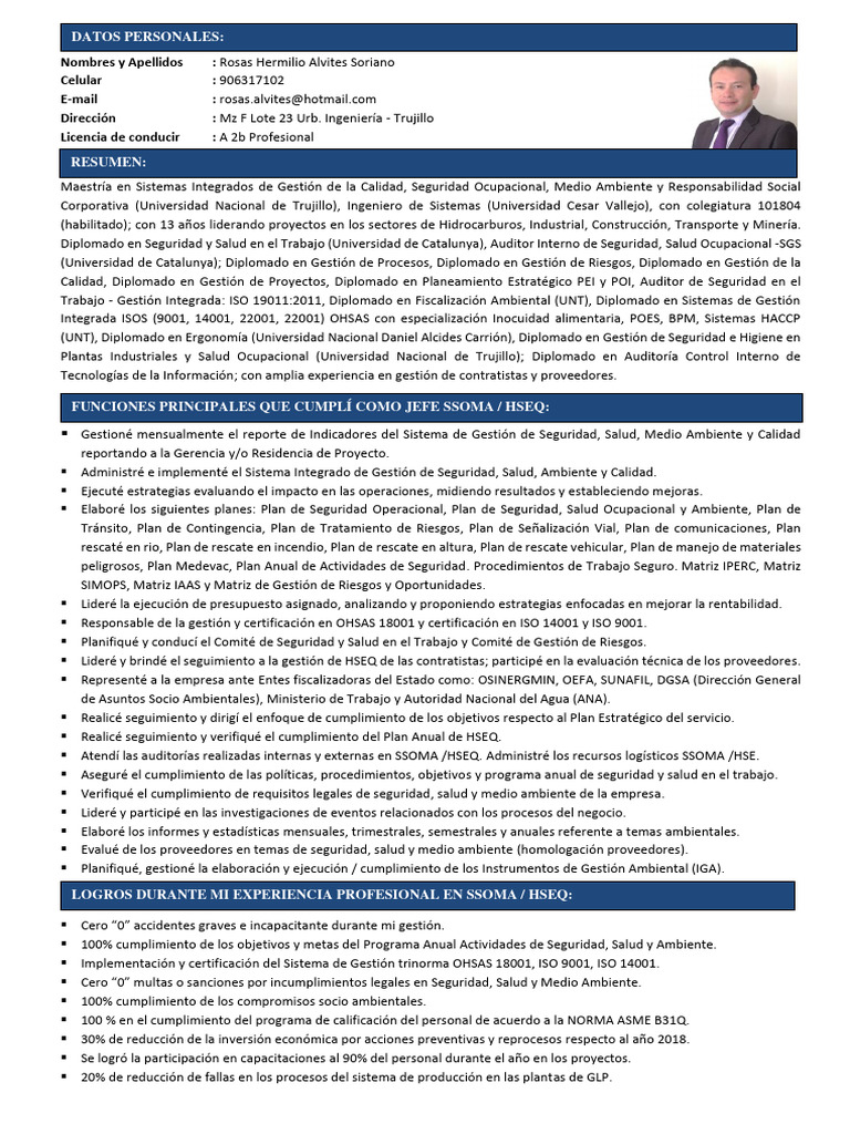 Perfil Profesional de Hermilio Alvites | PDF | Business
