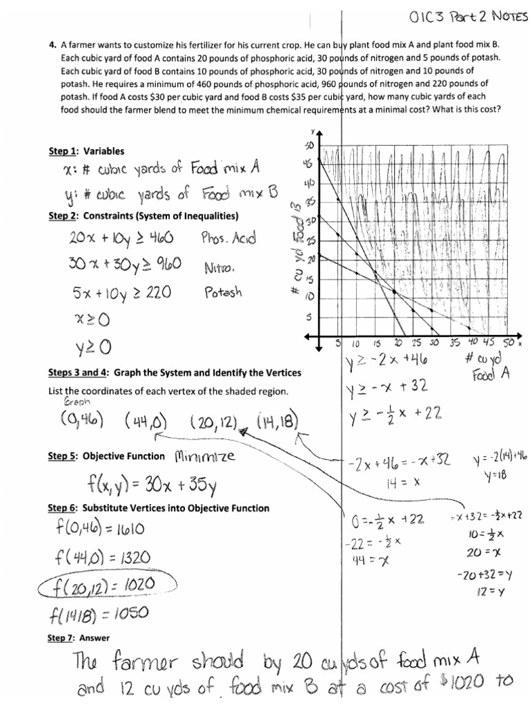 O1c3 Linear Programming Part 2 Notes Answer Key 4 | PDF O1c3 Linear Programming Part 2 Notes Answer Key 4 | PDF