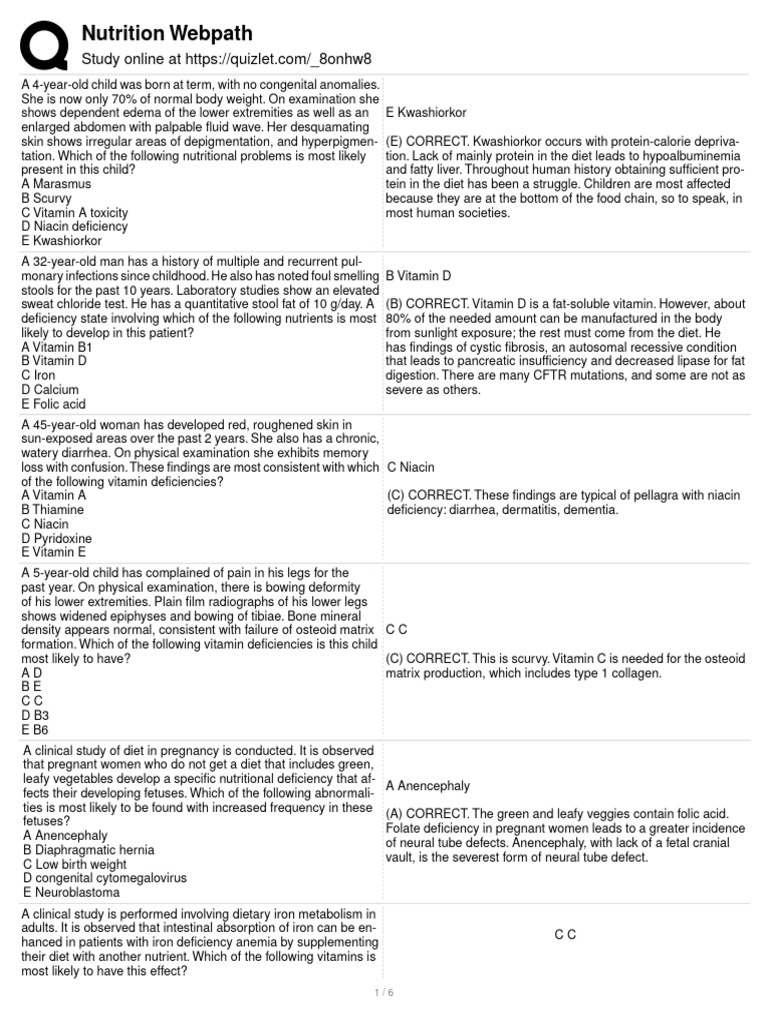 WebPath - Nutrition | PDF | Anemia | Vitamin
