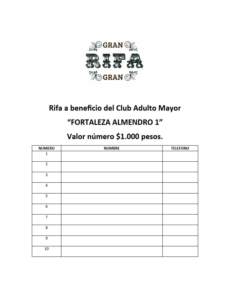 Formato Rifa | PDF