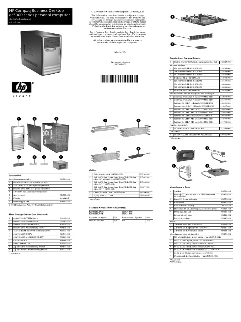 HP dc5000 Datos Tecnicos | PDF | Booting | Computer Science