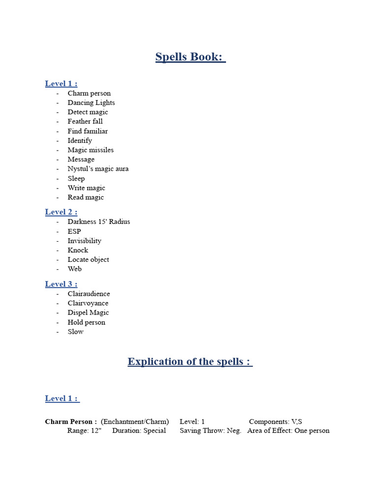 Spells Book | PDF