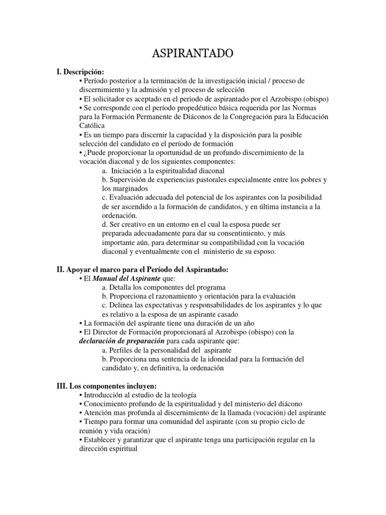 Aspirancy Spa | PDF | Iglesia Católica | Diácono