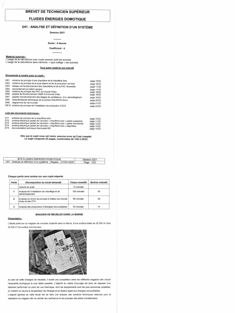 Sujet U41 BTS FED 2021 Correction | PDF