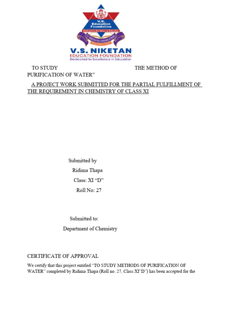 To Study The Method of Purification of Water 2 | PDF