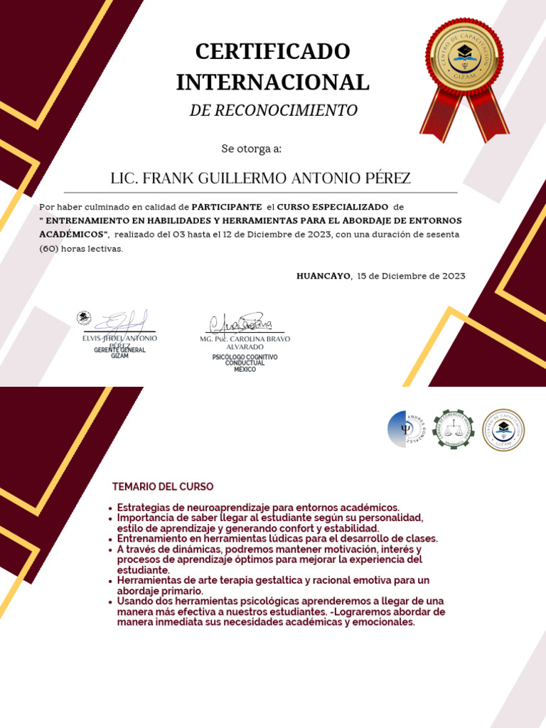 CERTIFICADOS INTERNACIONALES (33) | PDF