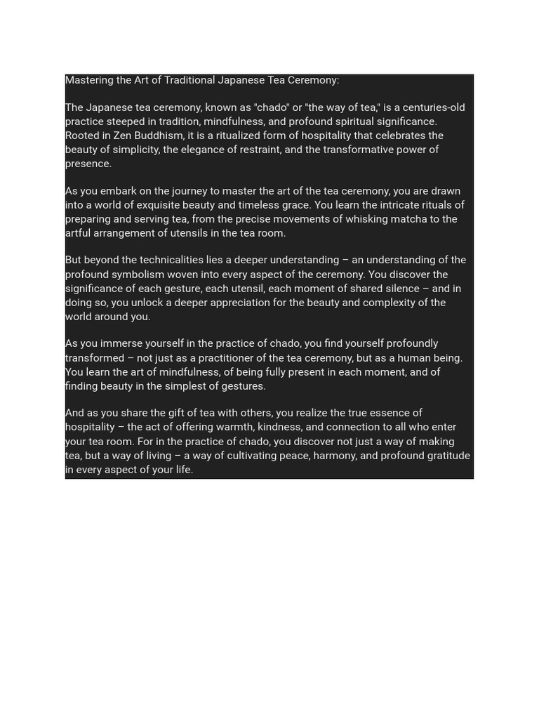 Mastering the Art of Traditional Japanese Tea Ceremony_ | PDF