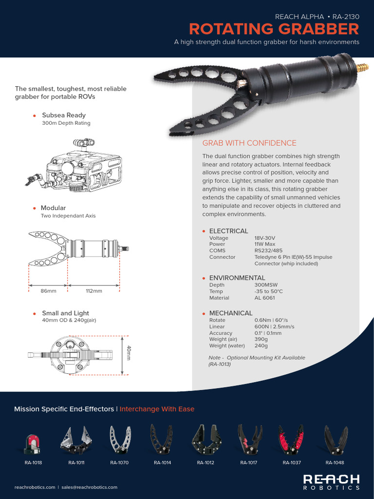 Alpha Rotating Grabber Datasheet | PDF | Manufactured Goods ...