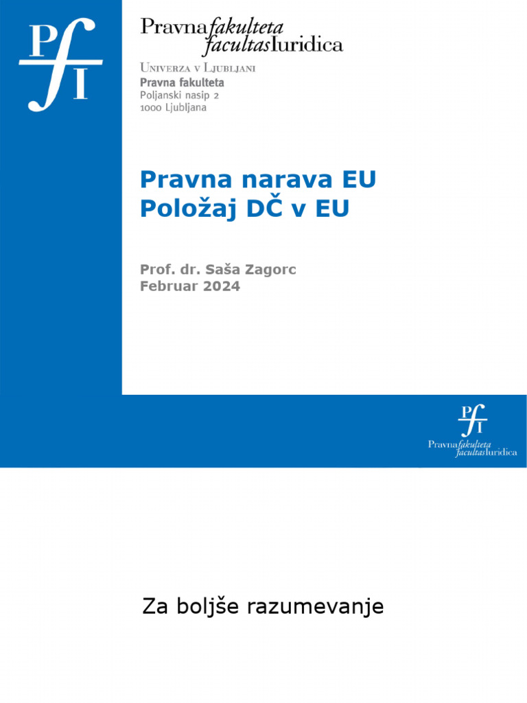 EUP - 02 - Pravna Narava EU, Poloå Aj DÄ - 2024 | PDF