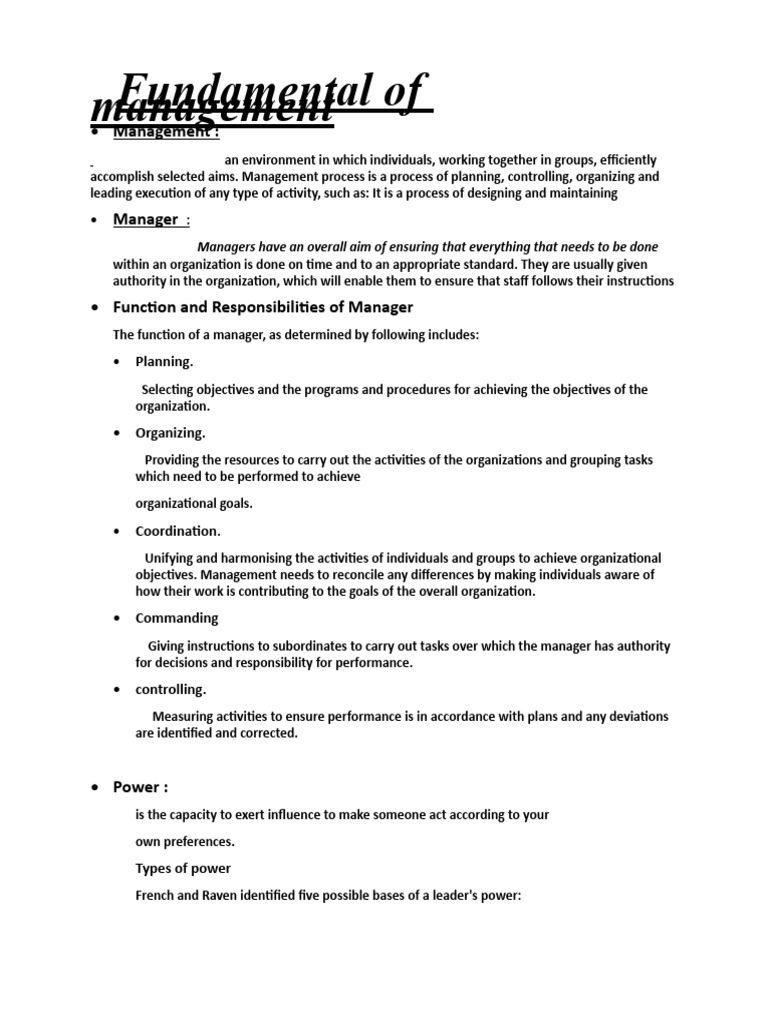 Fundamental of Management | Download Free PDF | Leadership | Goal