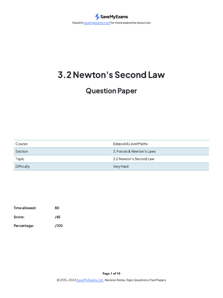 3.2 Newtons Second Law Very Hard | PDF | Force | Tension (Physics)