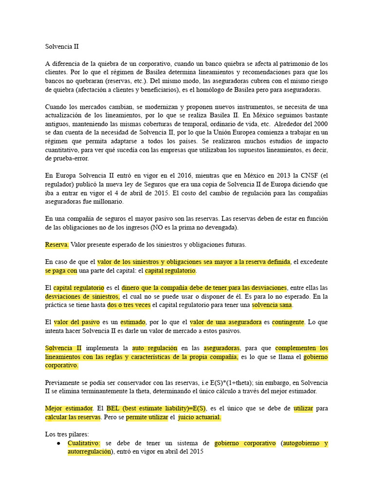 Solvencia II: Regulación de Aseguradoras | PDF | Seguro | Póliza de seguros