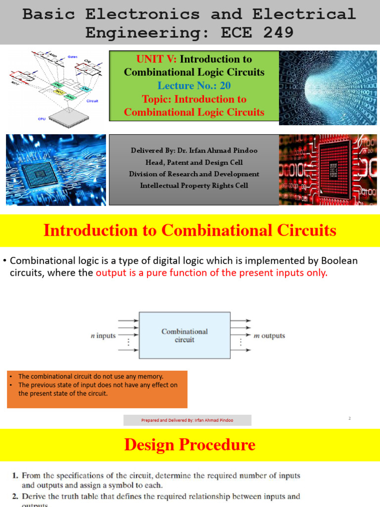 Ece 249 Lecture 20 To 26 Unit 5 Introduction To Combinational Logic Circuits Pdf Logic