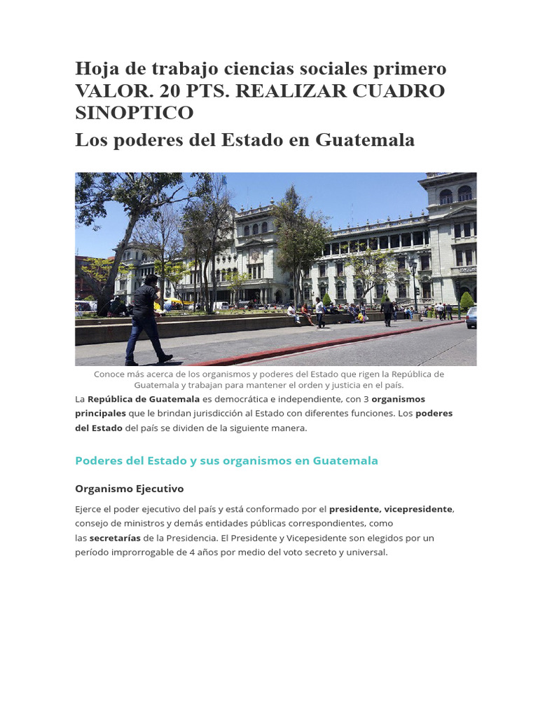 Poderes del Estado en Guatemala | PDF | Judicaturas | Separación de poderes