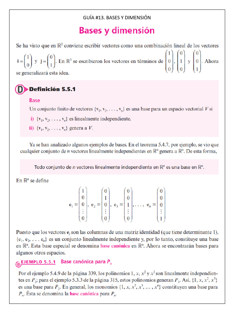 Guía de Bases y Dimensión con Videos | PDF