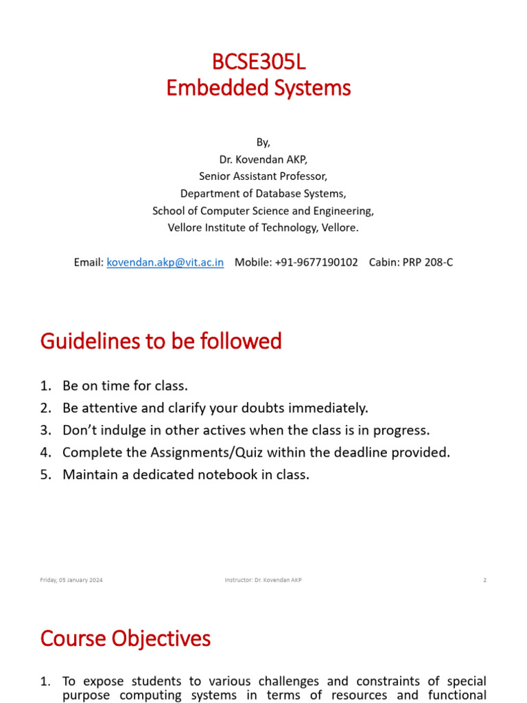 Embedded Systems Course Guide | PDF | Embedded System | Central Processing Unit
