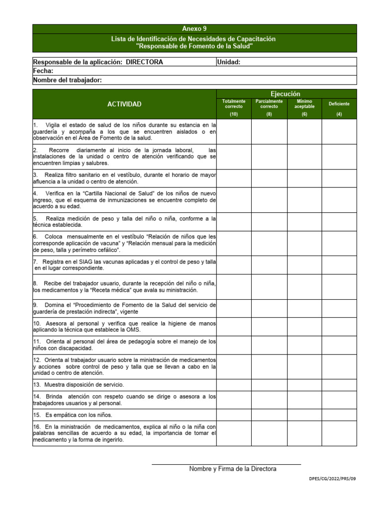 Archanexo 09 Lista de Identificaci N de Necesidades de Capacitaci N ...