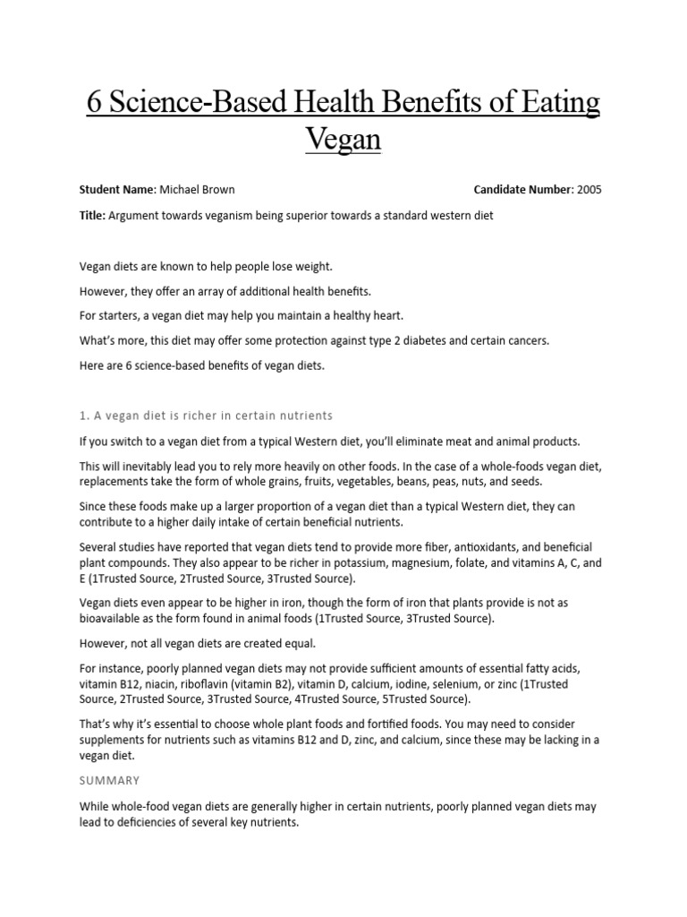 Veganism Is Superior To A Standard Western Diet Article | PDF | Dieting ...
