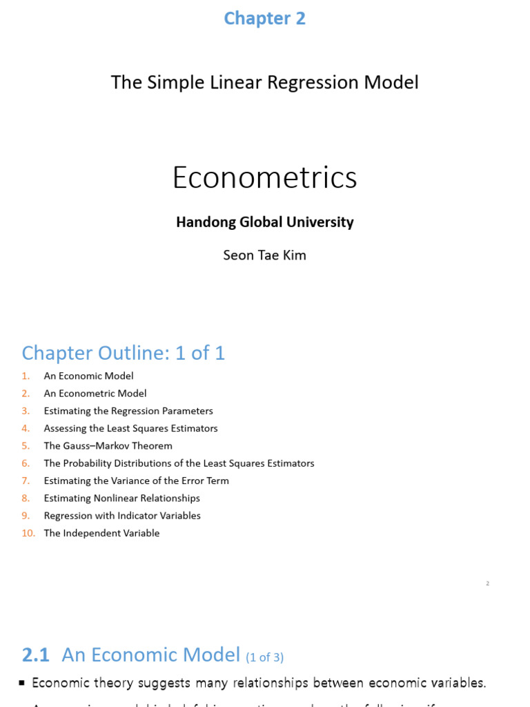 ch02 Edit v2 | PDF | Ordinary Least Squares | Estimator