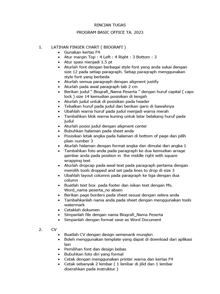 Tugas MS Word - Basic Office 2023 | PDF | Karier & Perkembangan