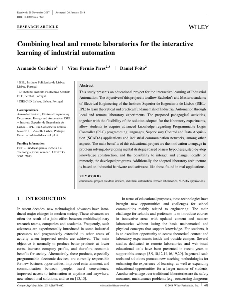 Combining Local and Remote Laboratories For The Interactive Learning of Industrial Automation ...