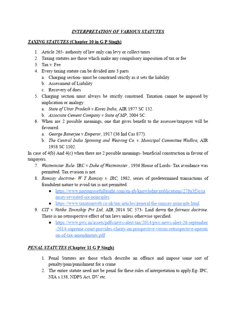 Interpreation of Certain Types of Statutes | PDF | Mens Rea | Taxes