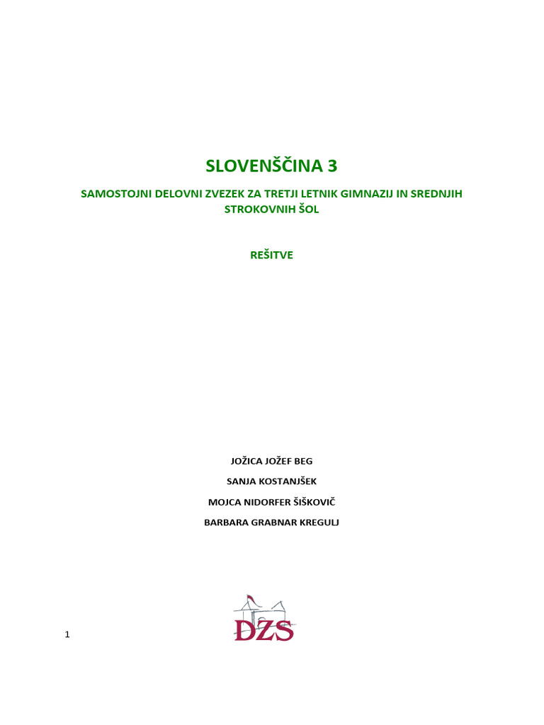 Dzs Slo 3 SDZ Resitve v1 | PDF
