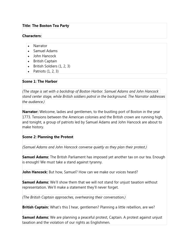 Boston Tea Party: A Revolutionary Protest | PDF | Patriot (American ...