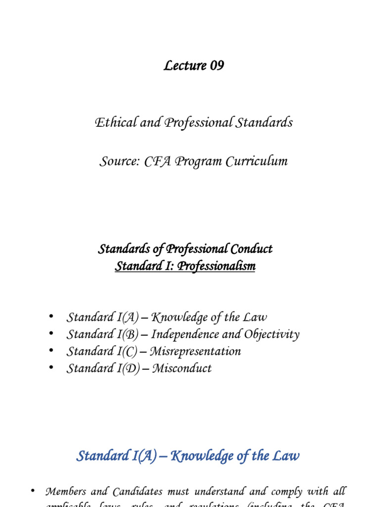 09 - Standard I - Professionalism | PDF | Initial Public Offering | Business
