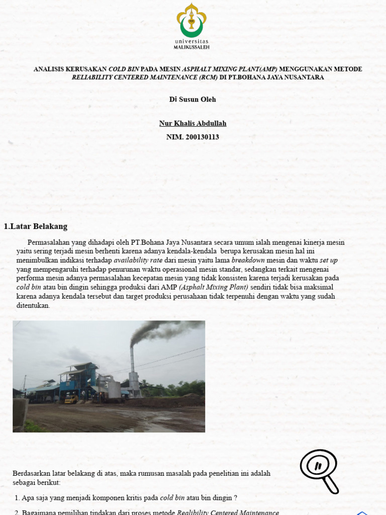 Analisis Kerusakan Cold Bin AMP RCM | PDF