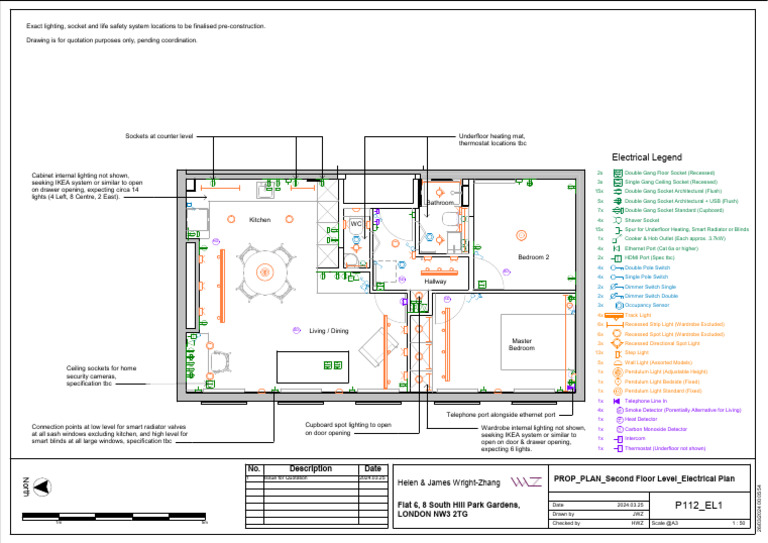P112 EL1 Proposed Electrical Plan | PDF | Lighting