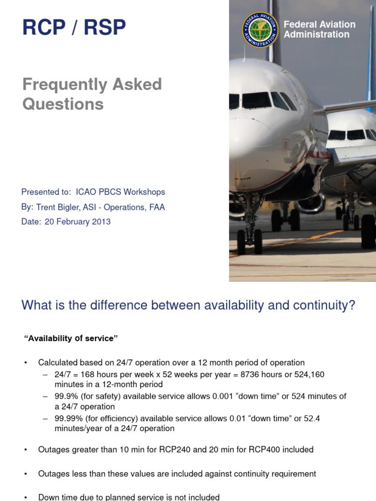 PPT05 - RCP - RSP FAQ For ICAO PBCS Workshop | PDF | Air Traffic ...
