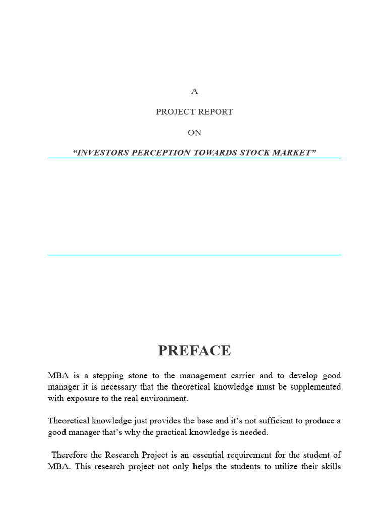 Investors Perception Towards Stock Market | PDF