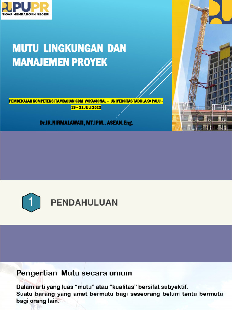 Mutu Lingkungan Dan Manajemen Proyek Nirmalawati | PDF