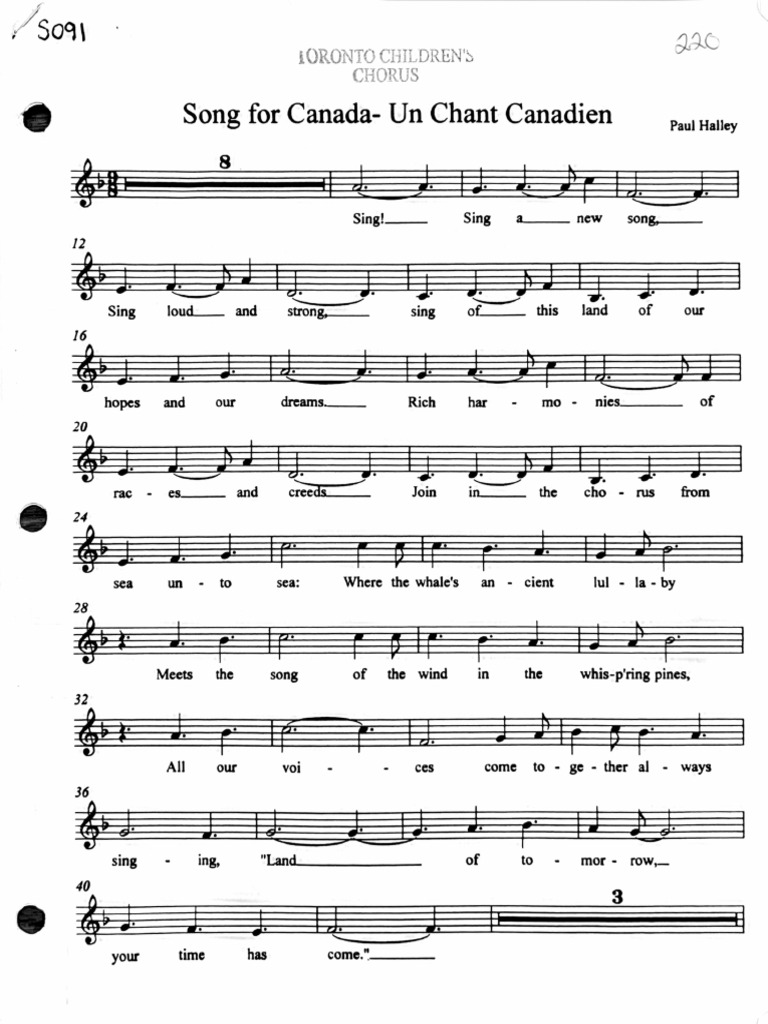Song For Canada (Vocal Score) | PDF