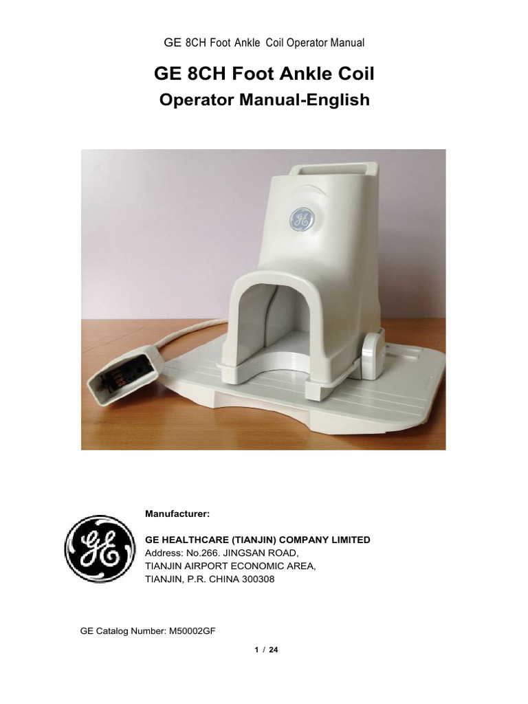 GE - 8CH Foot Ankle Coil Manual | PDF | Medical Imaging | Magnetic ...