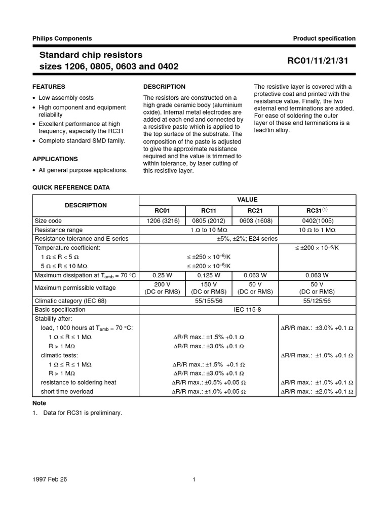 Resistor SMD Sizes | PDF | Resistor | Electrical Resistance And Conductance