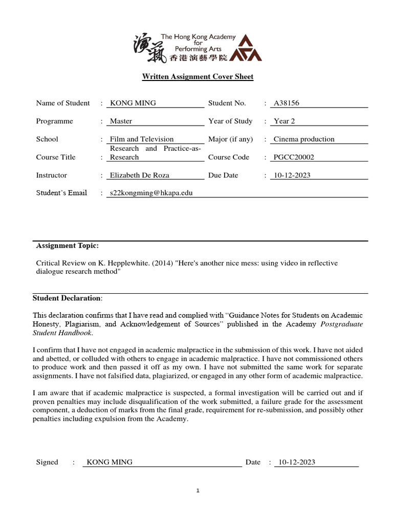 A38156 - KONG Ming - Critical Review | PDF | Perception | Emotions