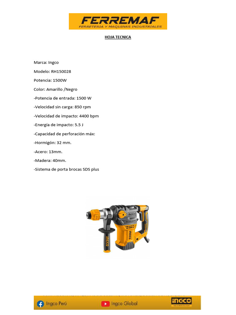 Rotomartillo RH150028 | PDF