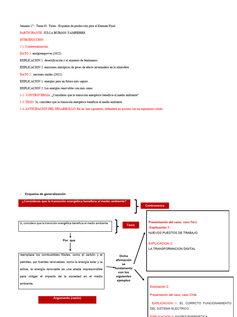 Semana 17 Tema 01 Tarea Esquema de producción para el Examen Final (3) | PDF | Gases de efecto ...