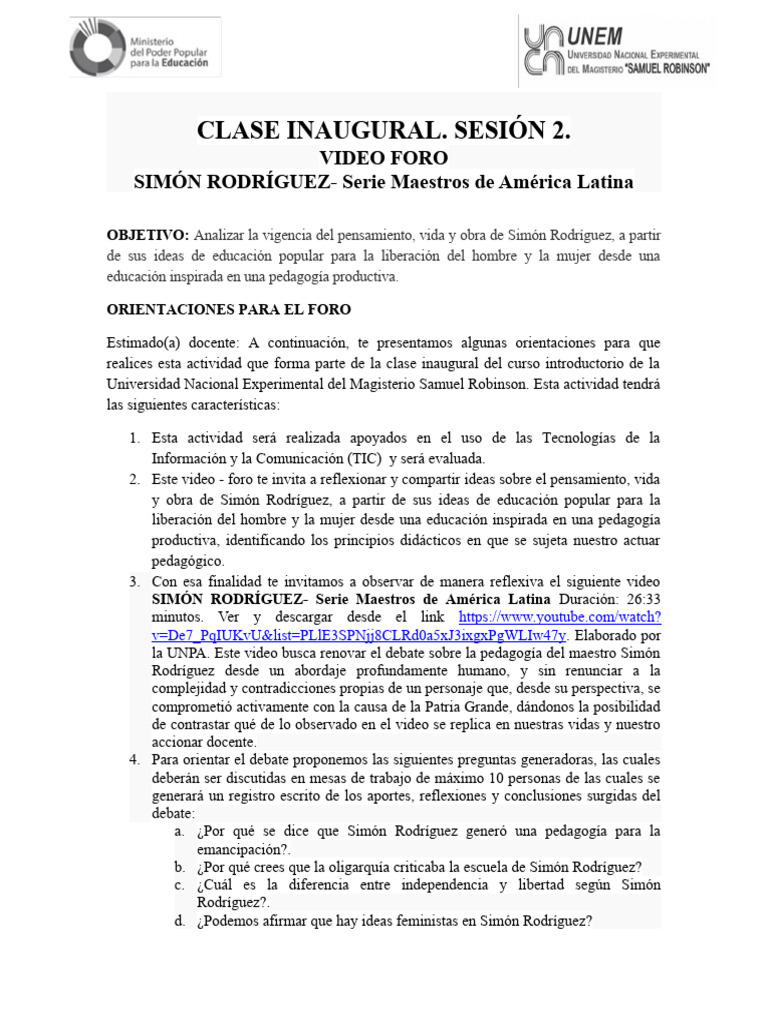 Clase Inaugural | PDF | Pedagogía | America latina
