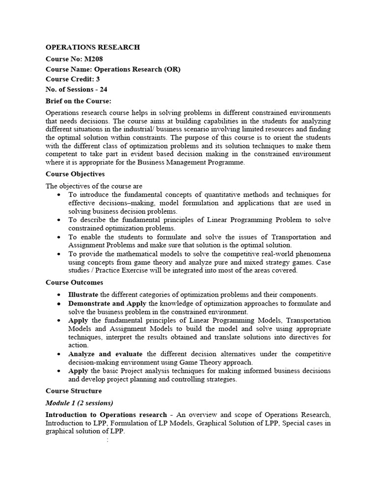 Revised OPERATIONS RESEARCH 2023 | PDF | Mathematical Optimization ...