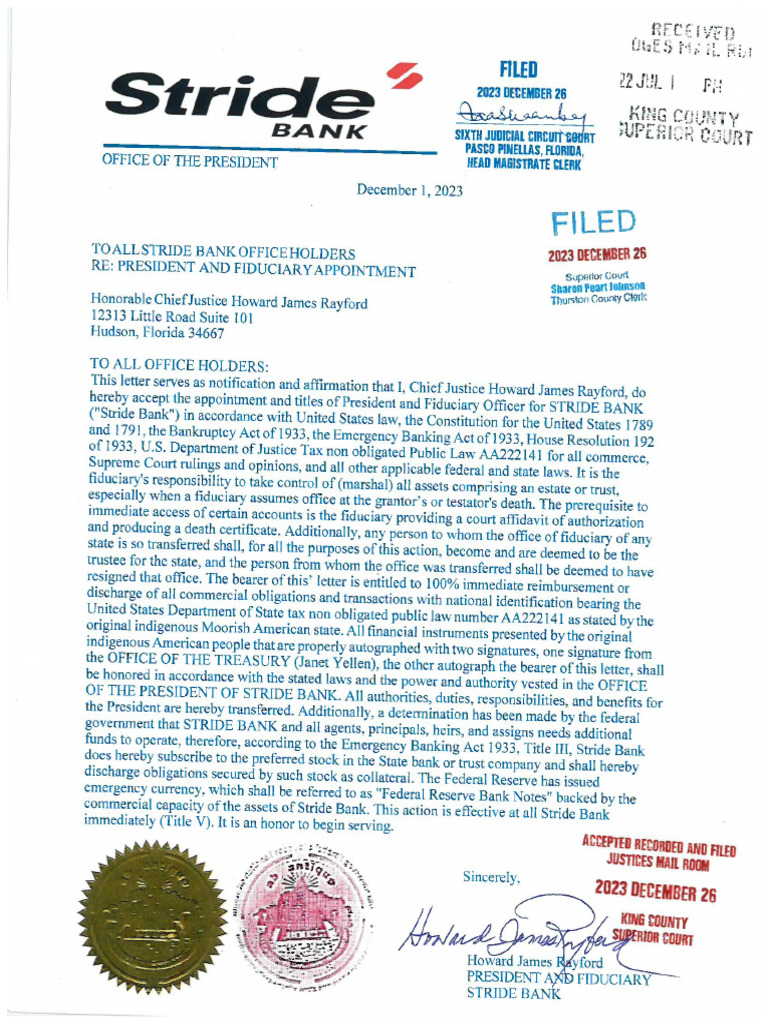 Stride Bank Bond Levy Howard | PDF