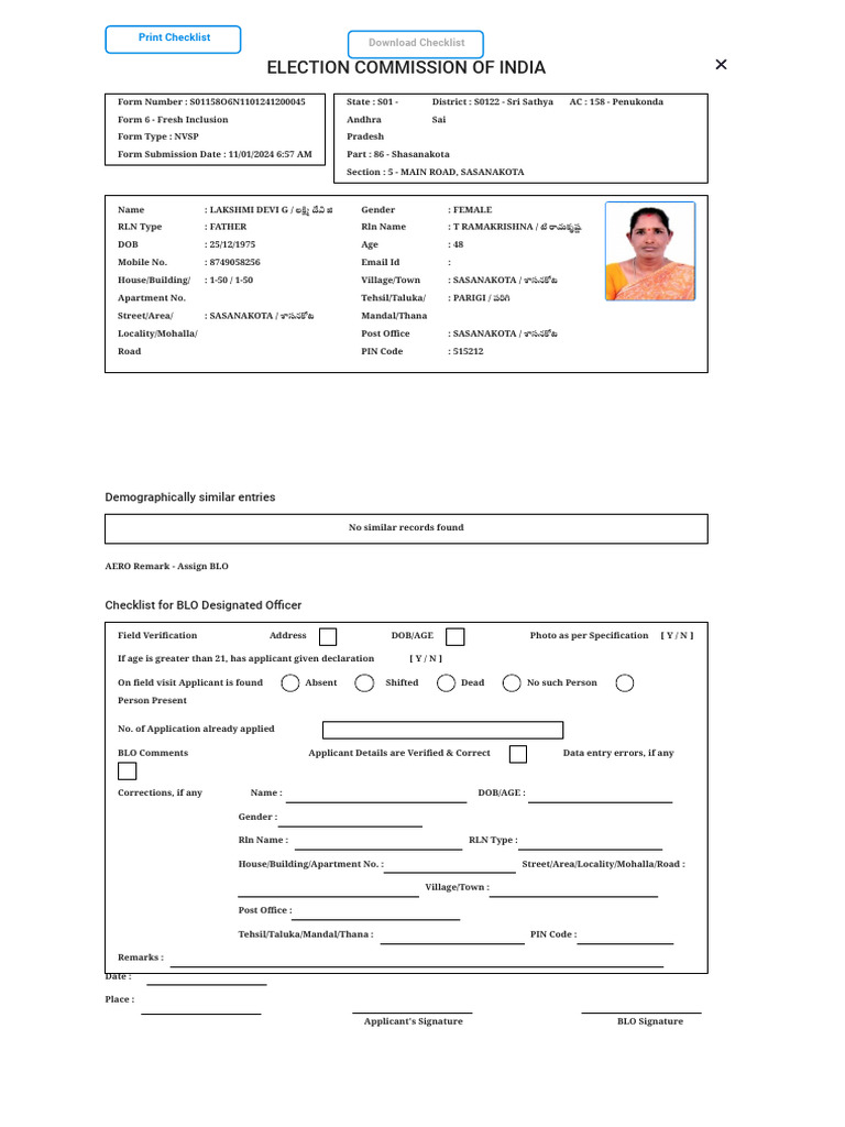 FVR Submission Process for Voter ID | PDF