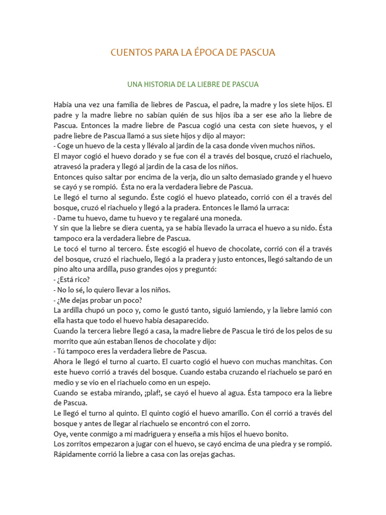 Cuentos para La Época de Pascua | PDF | Oración | Nieve