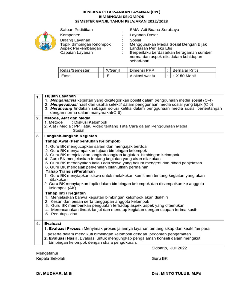 Contoh RPL Kurikulum Merdeka | PDF