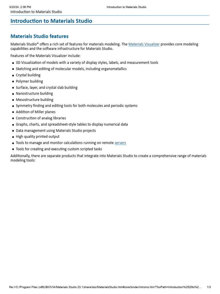 Materials Studio 2023 Online Help - Introduction To Materials Studio ...