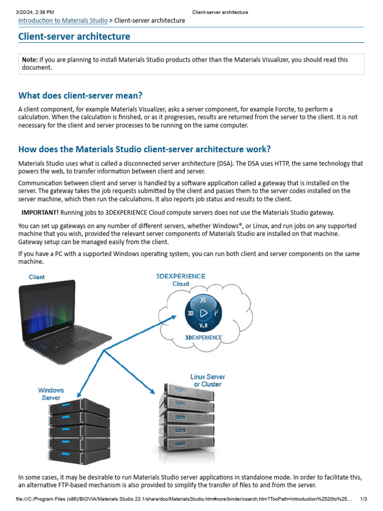 Materials Studio 2023 Online Help - Client-Server Architecture | PDF | Client–Server Model ...