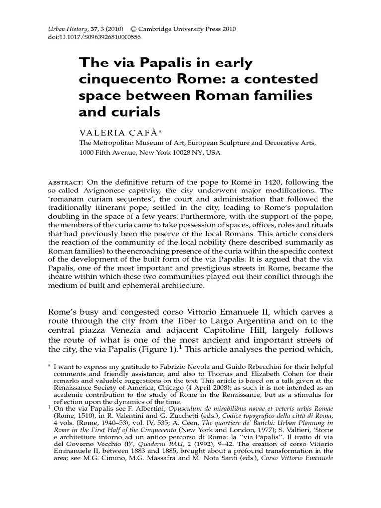 Via Papalis in Early Cinquecento | PDF | Rome | Florence