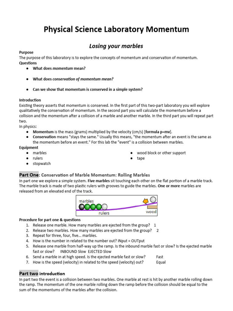 Momentum Laboratory | PDF | Momentum | Velocity